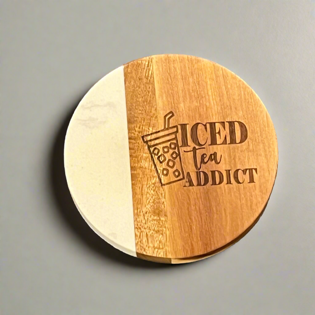 Iced tea/coffee addict coasters – This Little Light Laser Designs