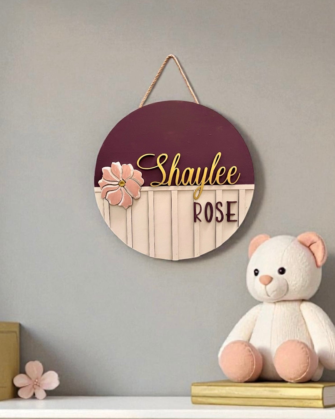Customized round name signs – This Little Light Laser Designs